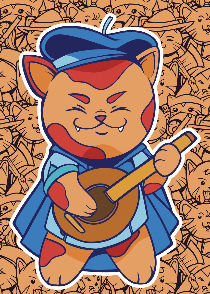 'Bard RPG CAT' Poster, picture, metal print, paint by StonerPlates ...