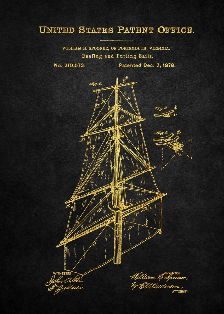 '16 Ship Sails Patent Prin' Poster by Tara Anderson | Displate