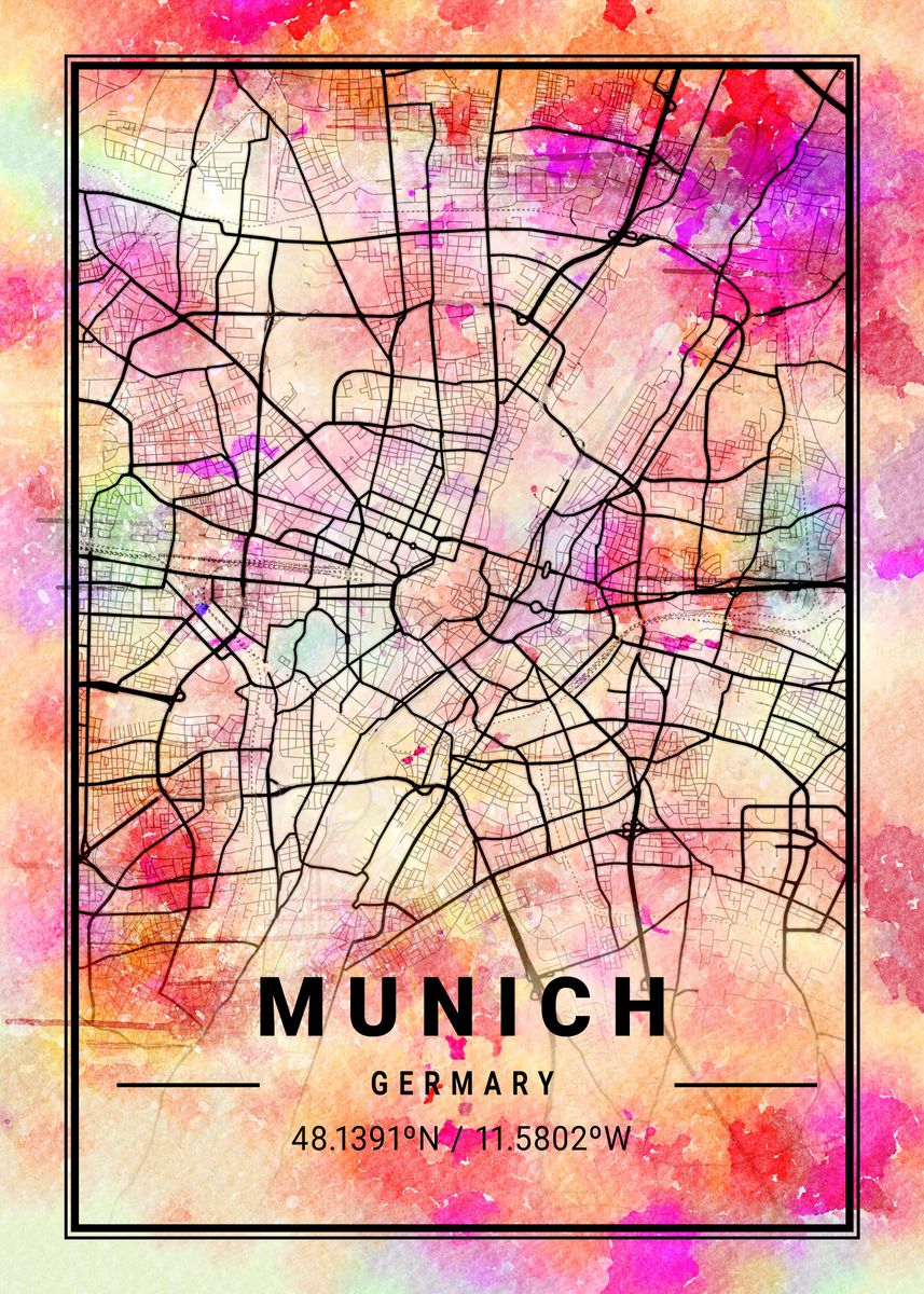 'Munich City Map Germany' Poster by Max Ronn | Displate