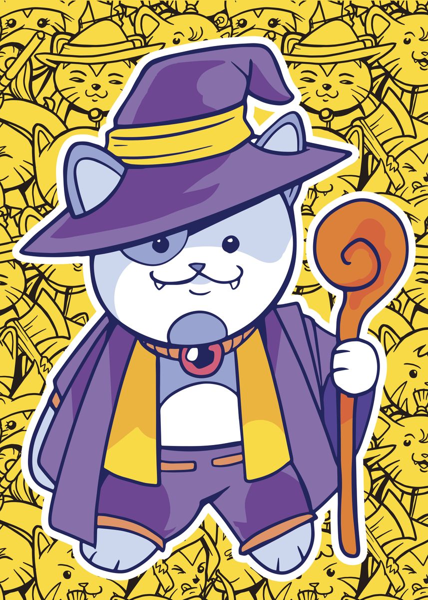 'Wizard RPG CAT' Poster, picture, metal print, paint by StonerPlates ...