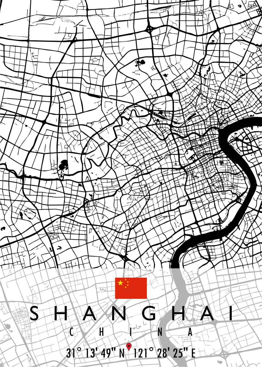 'SHANGHAI MAP CHINA' Poster by Artistic Paradigms | Displate