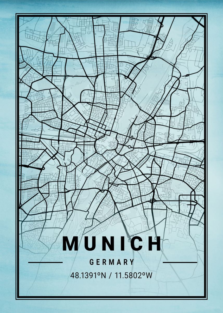 'Munich City Map Germany' Poster by Max Ronn | Displate