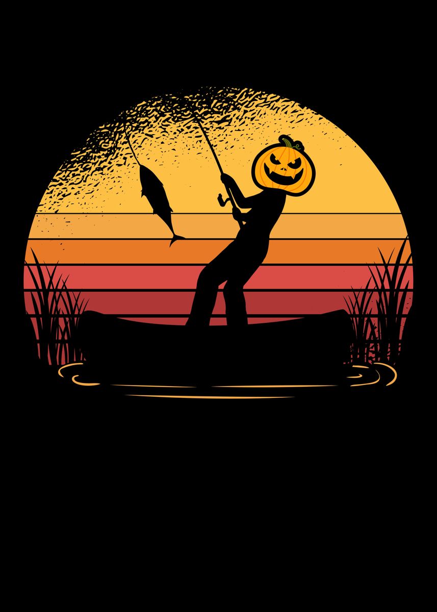 'Halloween Fishing' Poster, picture, metal print, paint by NAO | Displate