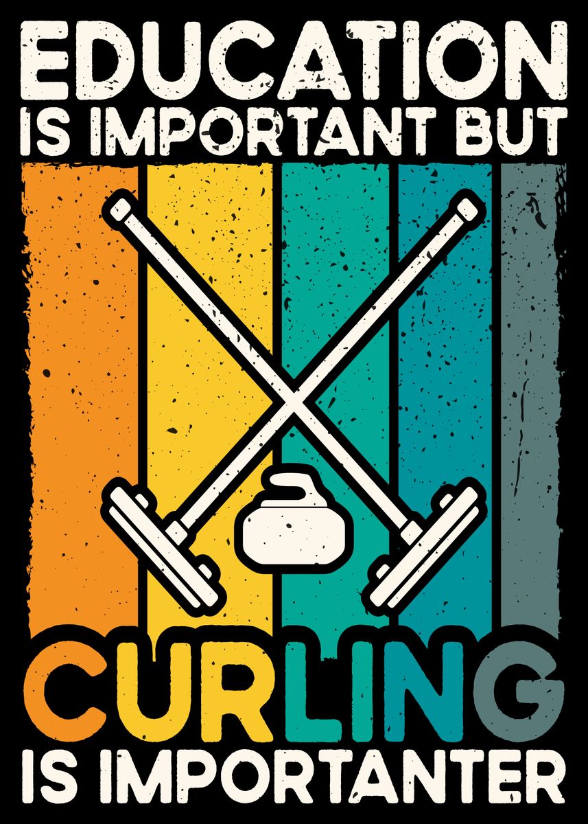 'Curling stick sports' Poster, picture, metal print, paint by ...