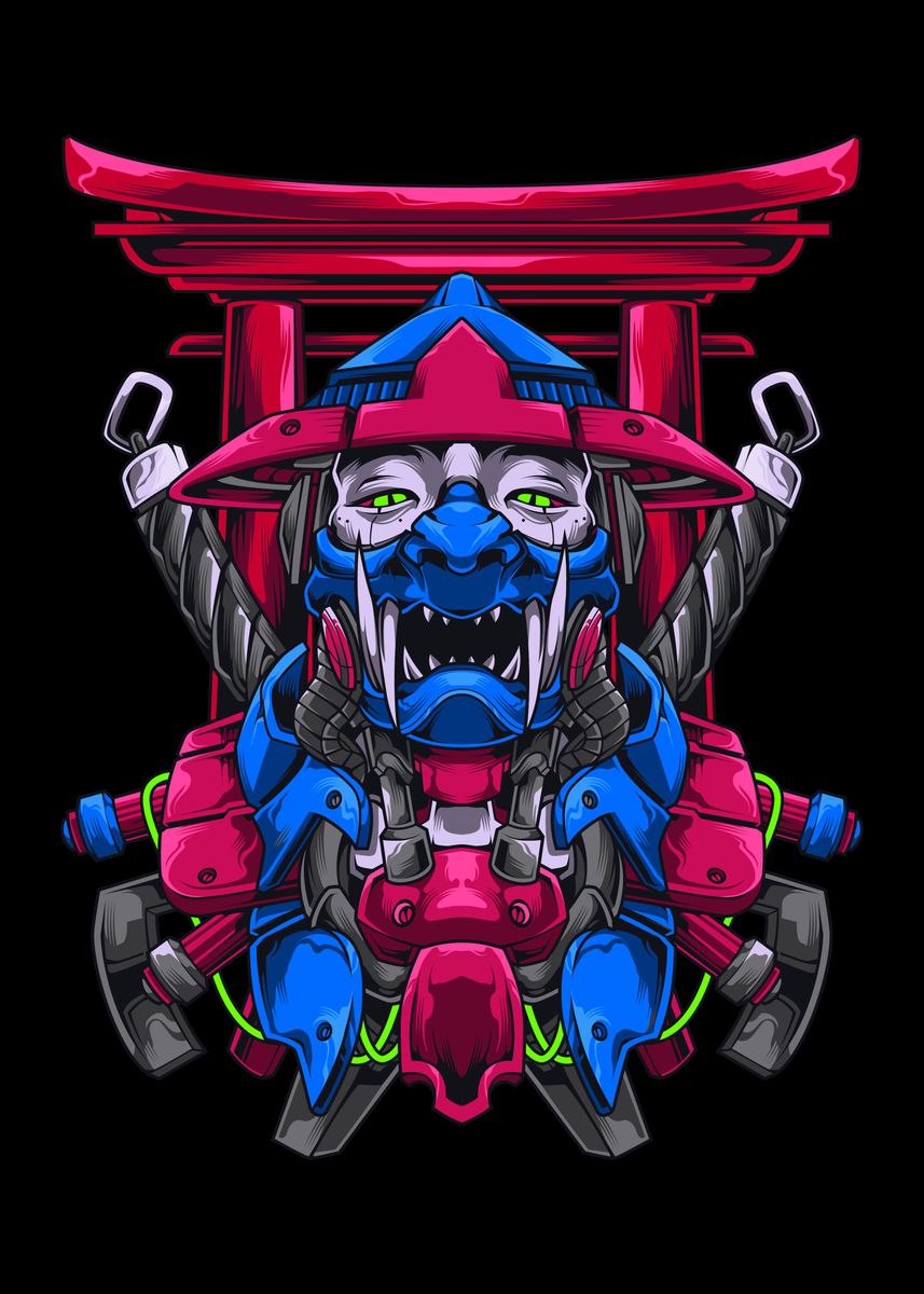 'Oni Samurai' Poster, picture, metal print, paint by Hoang Long | Displate