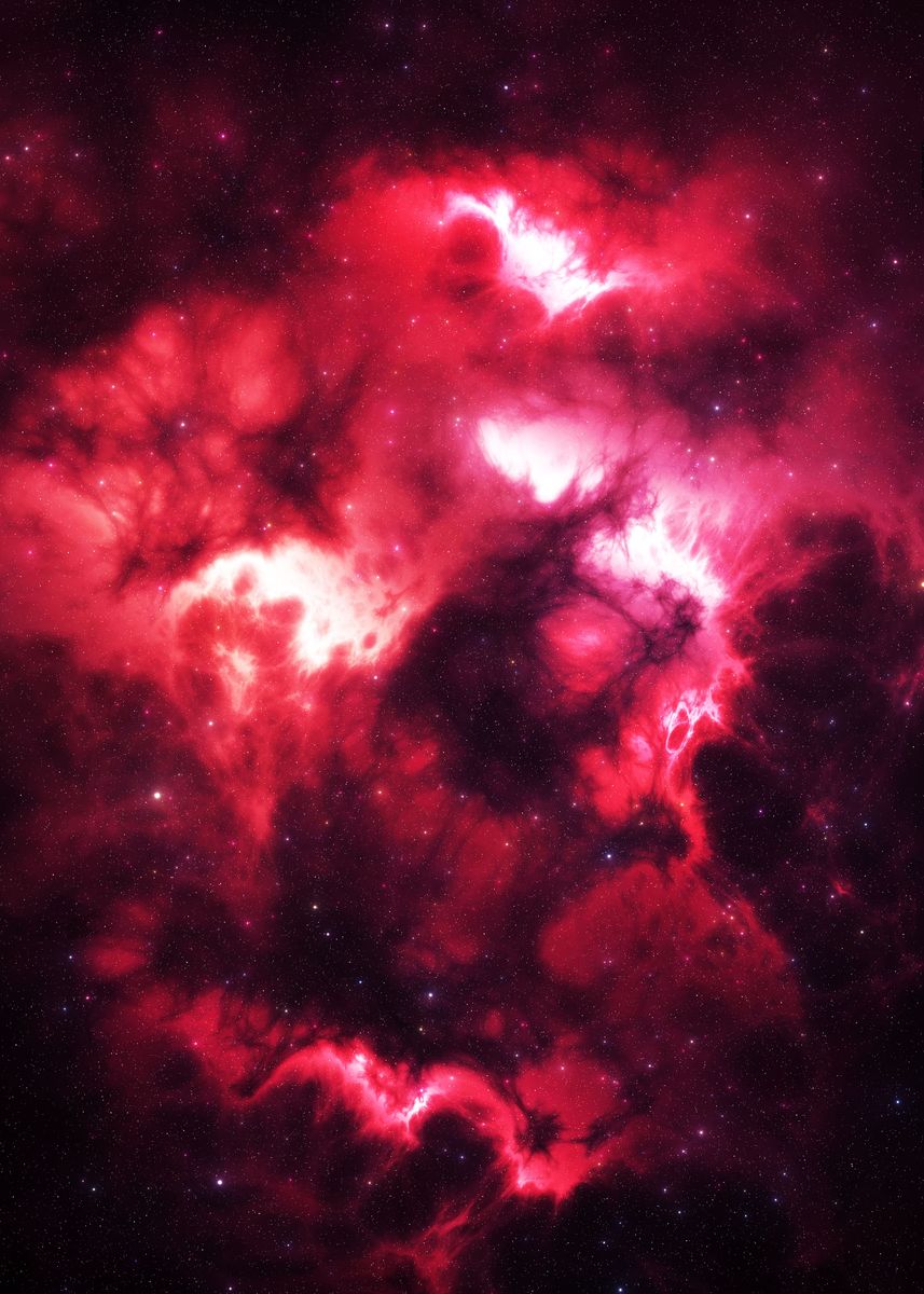 'Red Nebula' Poster, picture, metal print, paint by Maik Karger | Displate