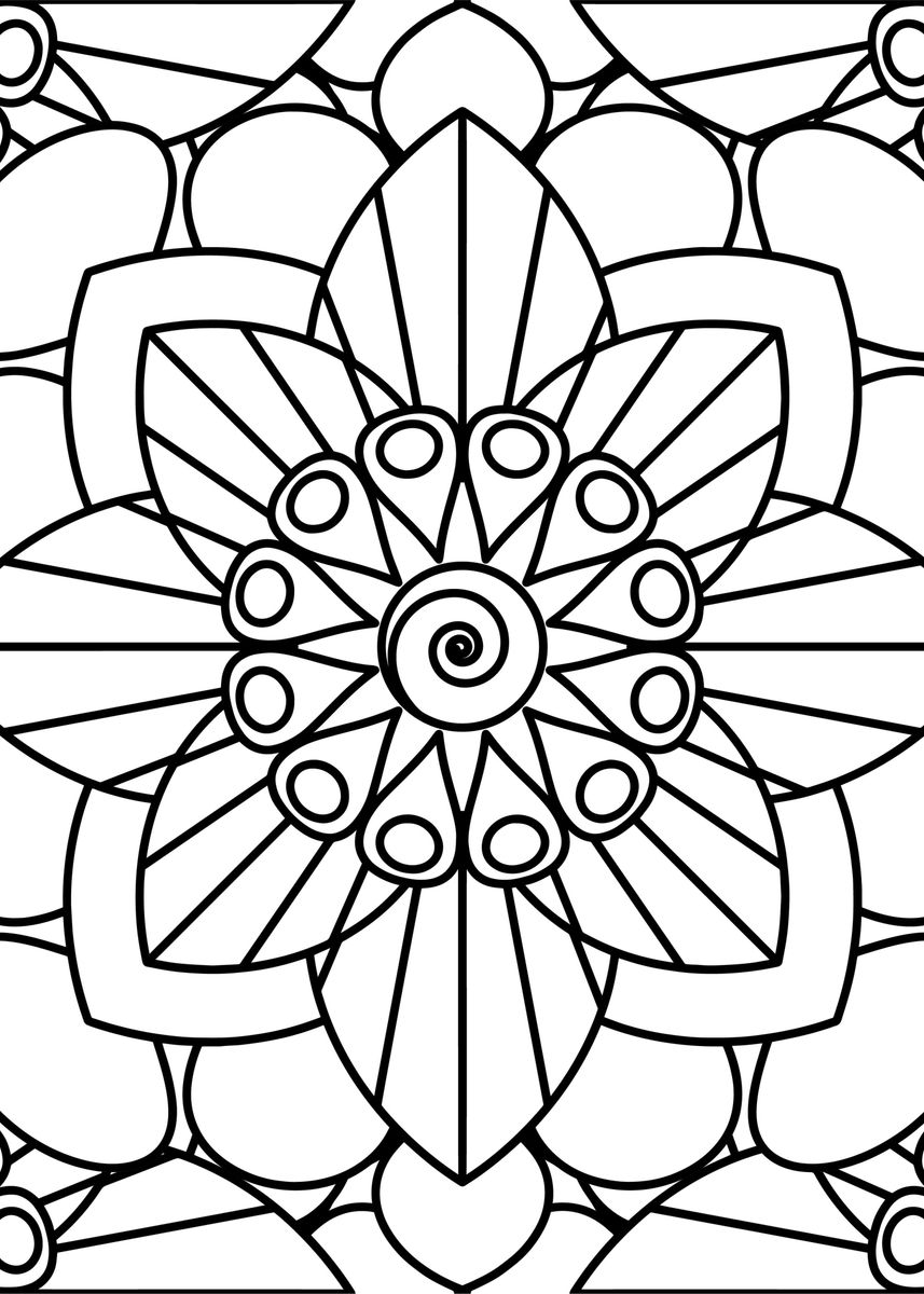 'BW Floral Mandala Patt 18' Poster by Aloke Design | Displate