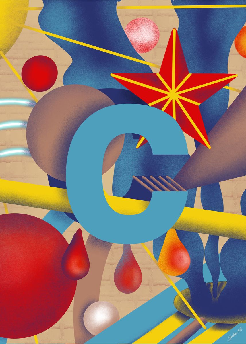 'Letter C' Poster, picture, metal print, paint by Julia Rudens | Displate