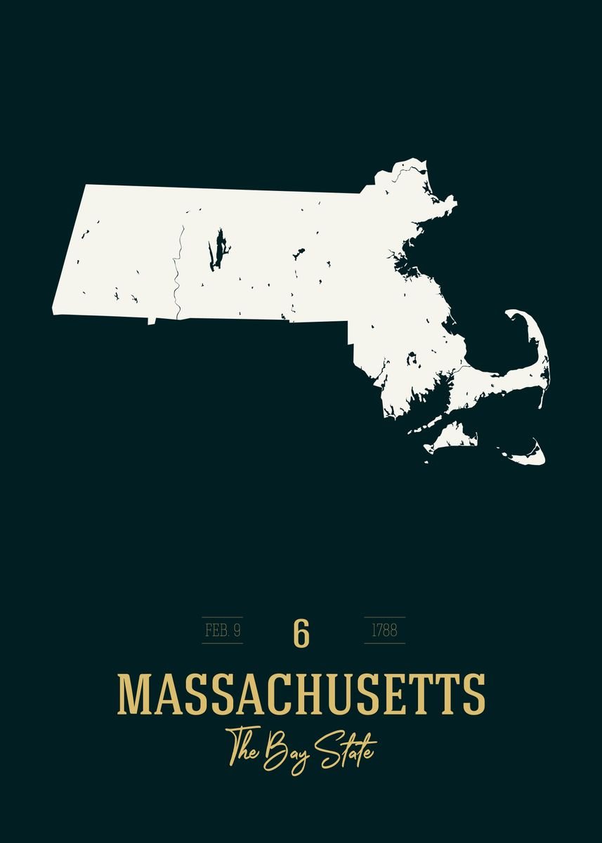 'Massachusetts State Map' Poster by dkDesign | Displate