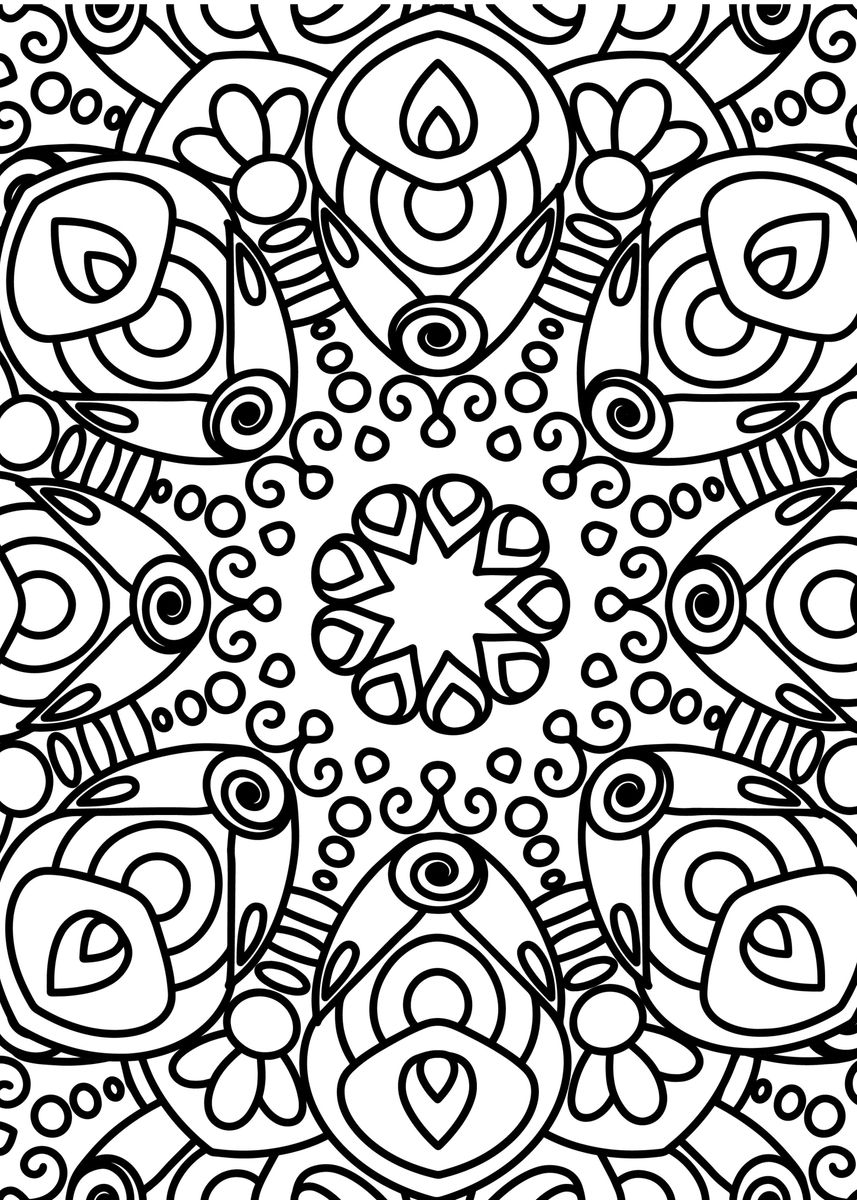 'BW Floral Mandala Patt 17' Poster, picture, metal print, paint by ...