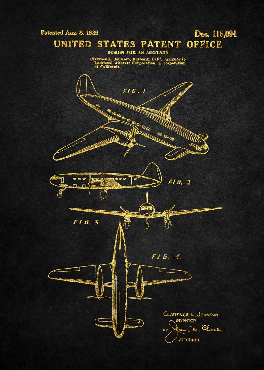 '81 1939 Lockheed Airplane' Poster, picture, metal print, paint by ...