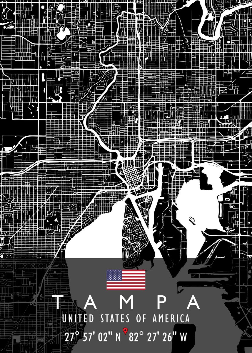 'TAMPA MAP USA' Poster by Artistic Paradigms | Displate