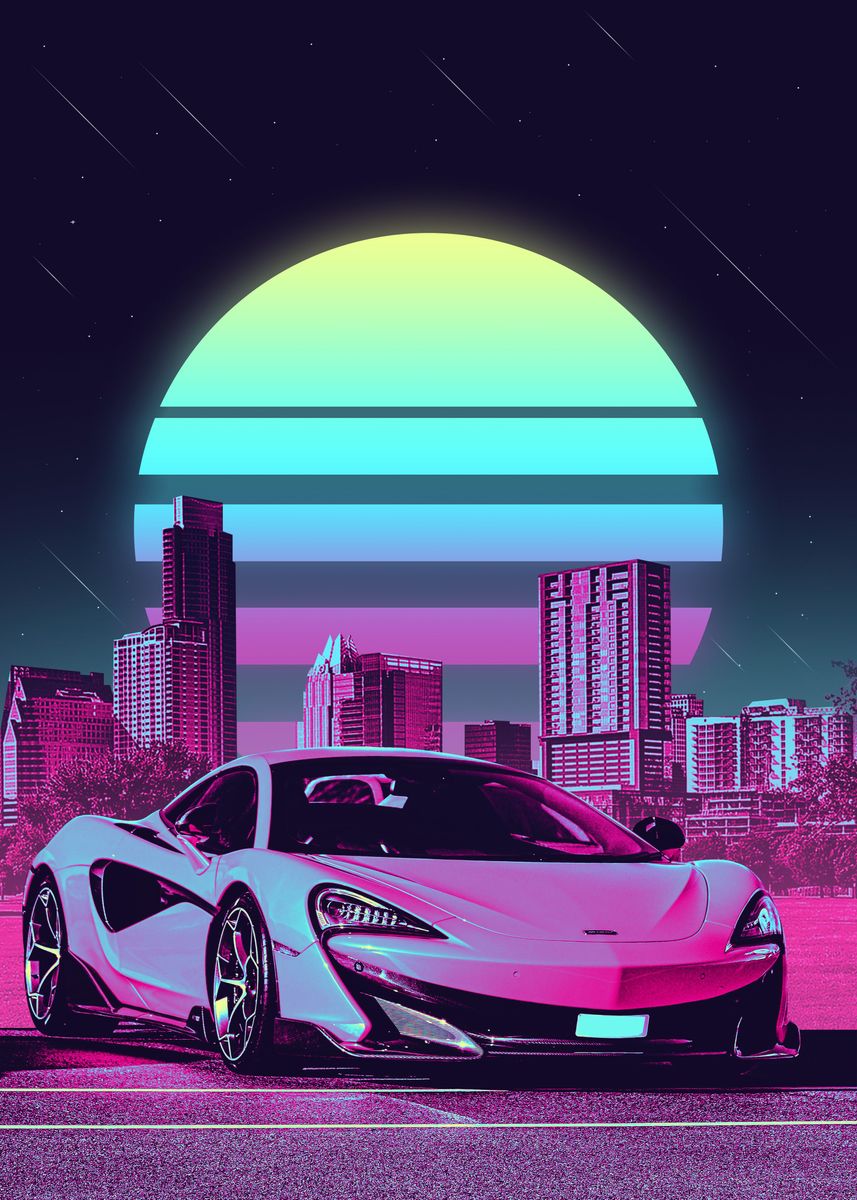 'SYNTHWAVE DRIVE' Poster, picture, metal print, paint by Yoharska ...