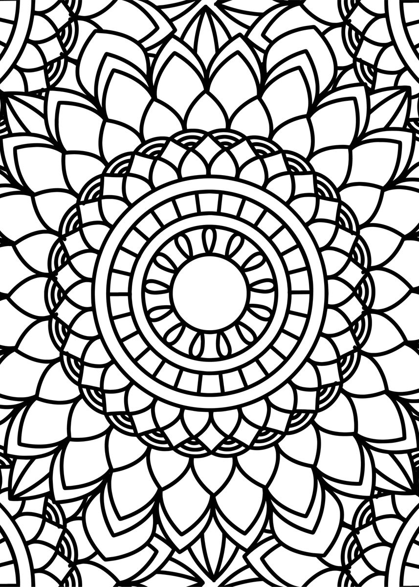 'BW Floral Mandala Patt 12' Poster, picture, metal print, paint by ...