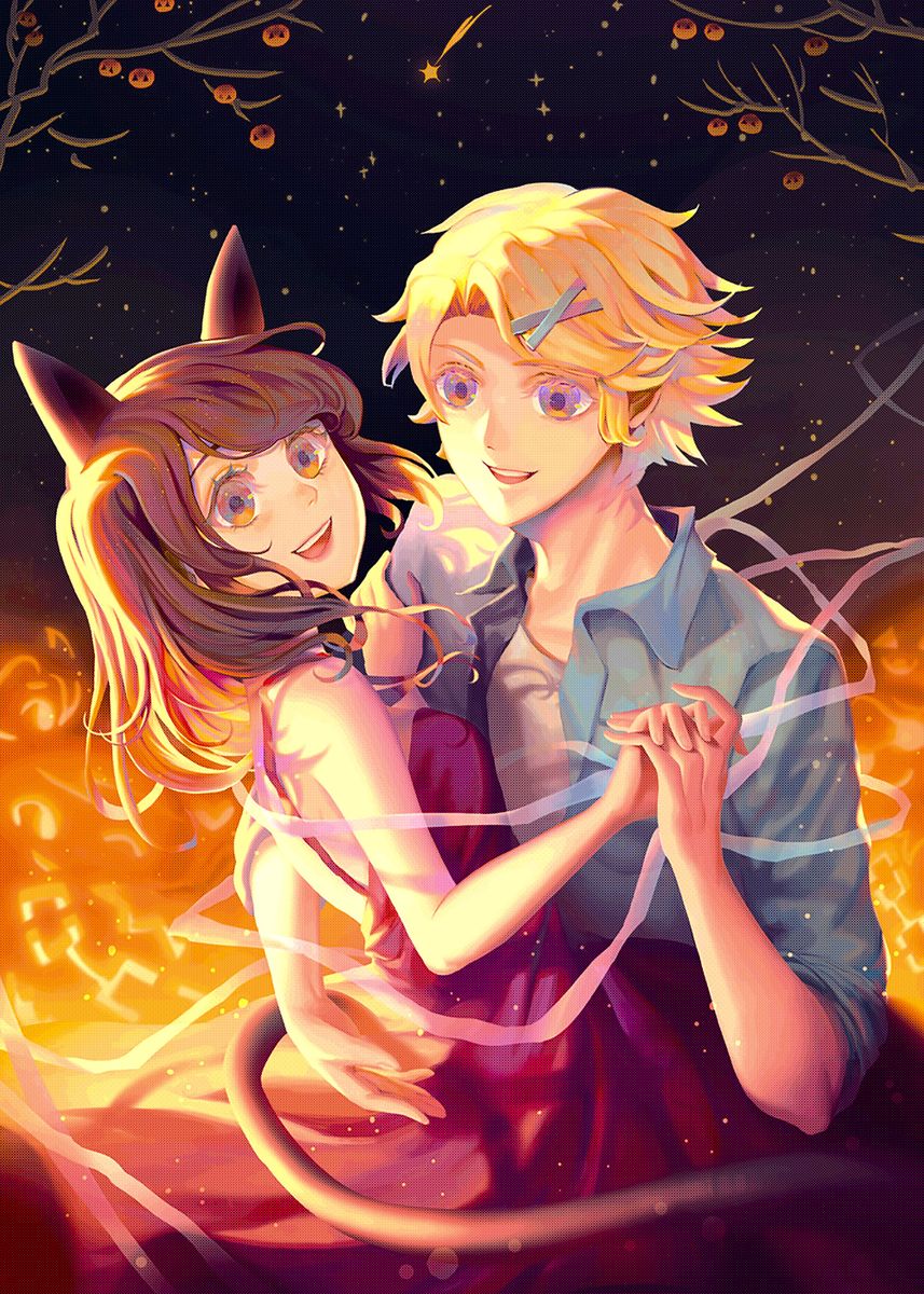 'anime halloween' Poster, picture, metal print, paint by Bi bo | Displate