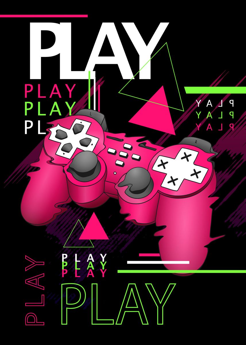 'Play controller video game' Poster, picture, metal print, paint by ...
