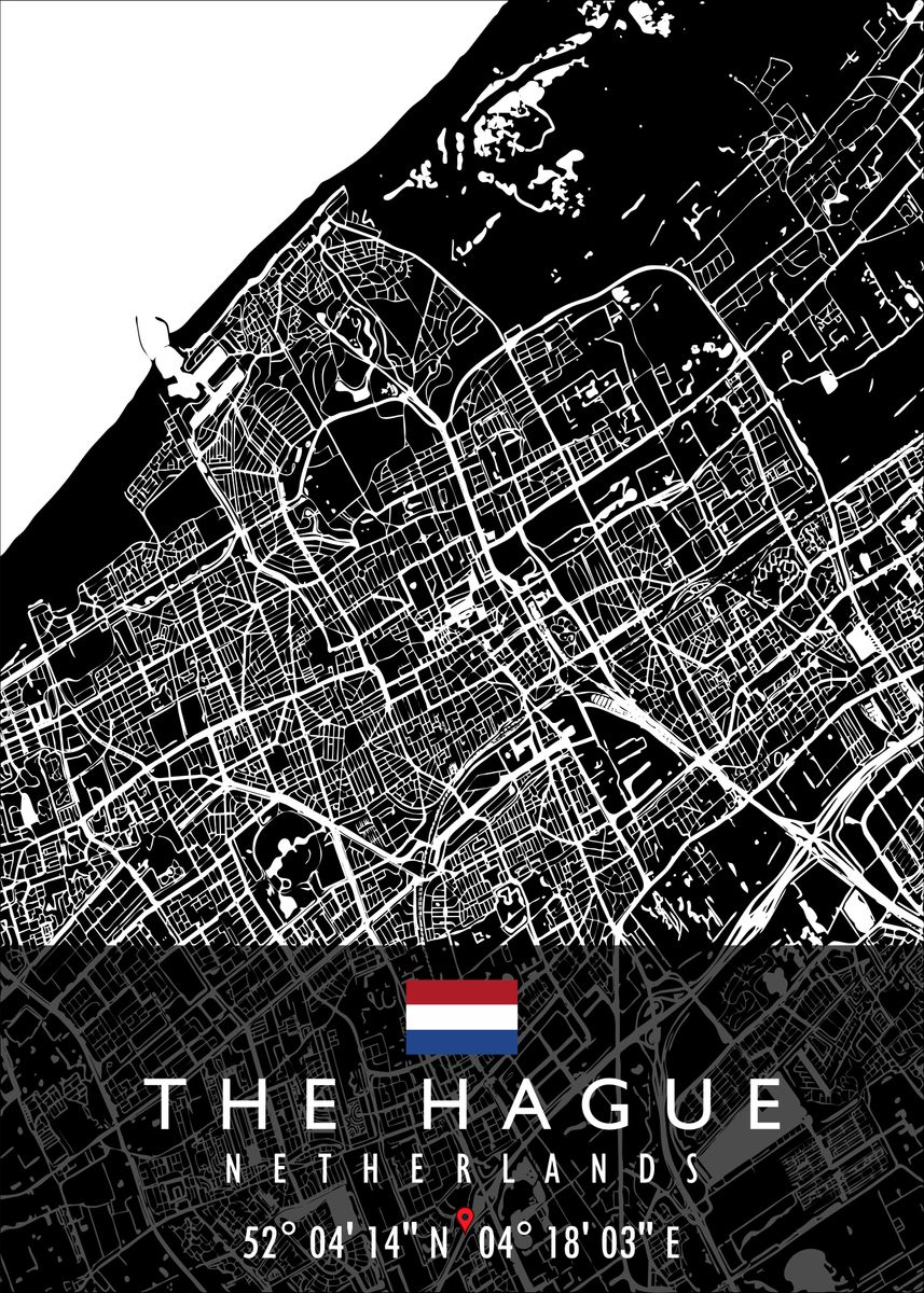 'THE HAGUE MAP NETHERLANDS' Poster by Artistic Paradigms | Displate