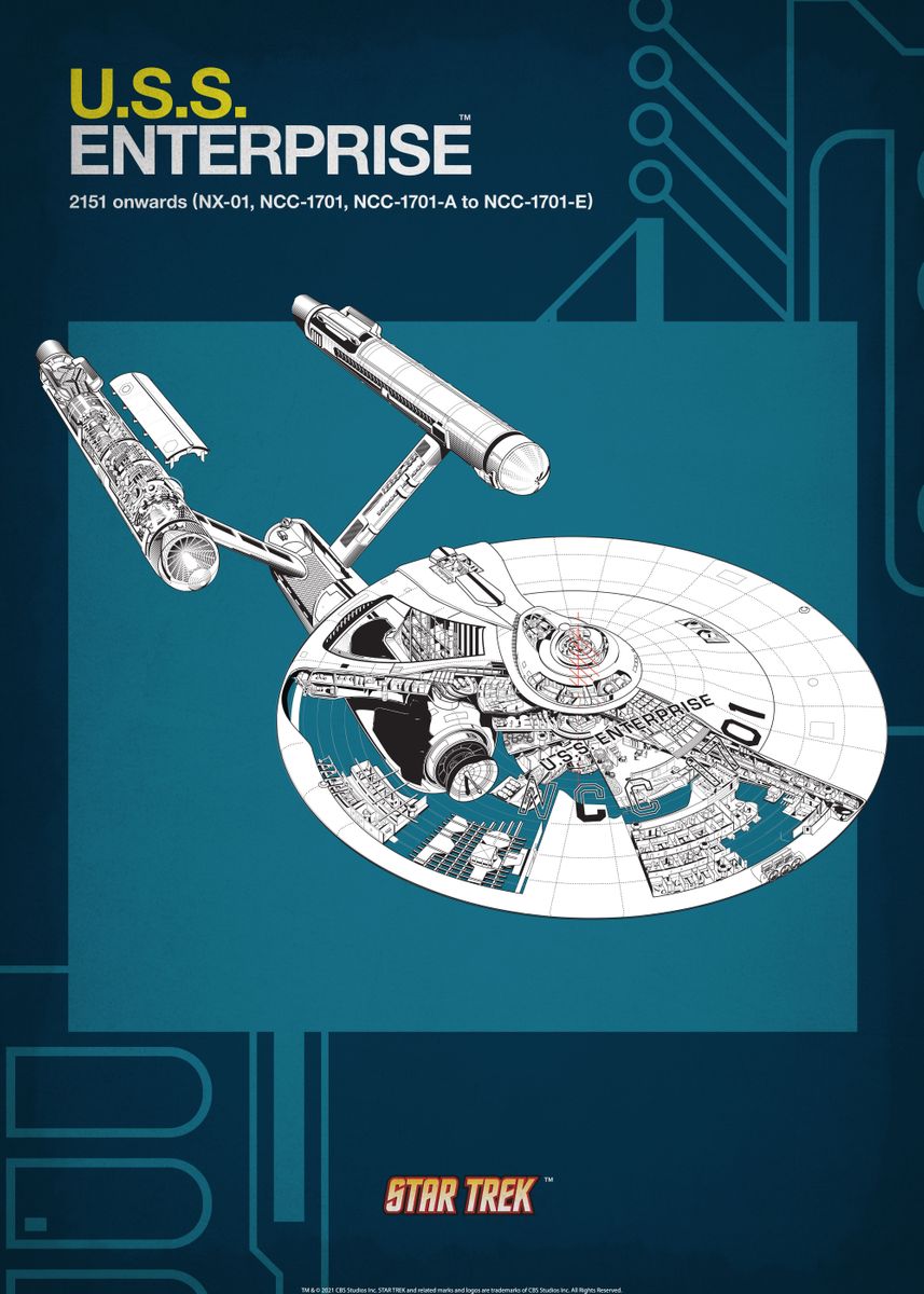 'USS Enterprise' Poster, picture, metal print, paint by Star Trek ...