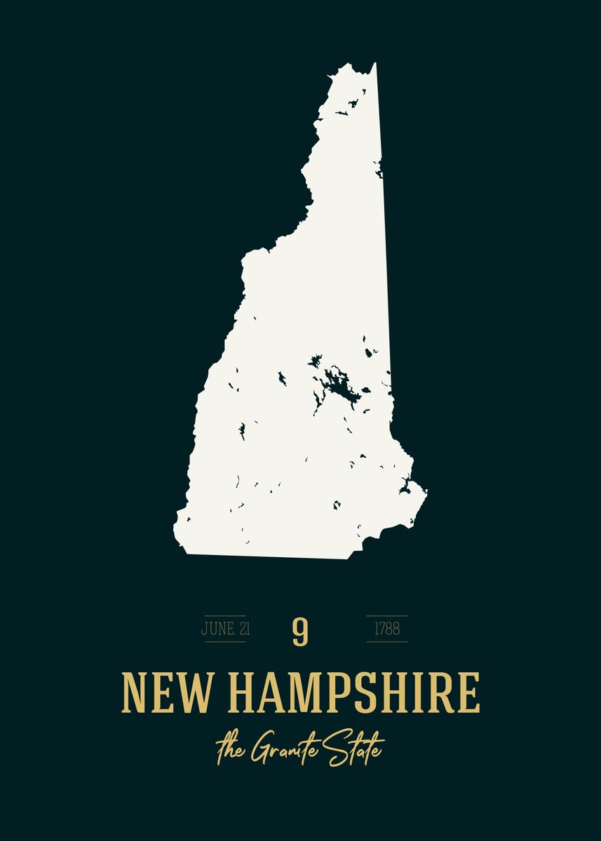 'New Hampshire State Map' Poster, picture, metal print, paint by ...