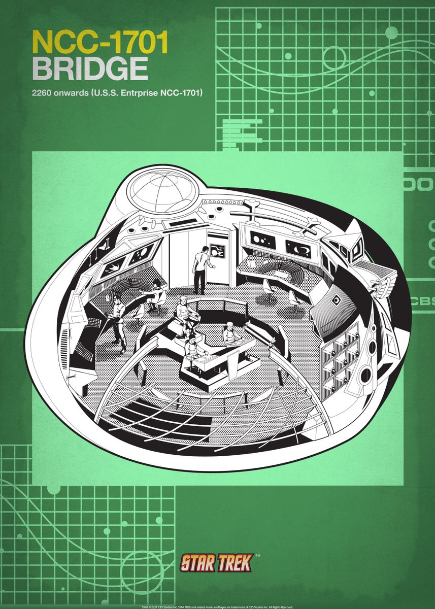 'NCC1701 Bridge' Poster, picture, metal print, paint by Star Trek ...