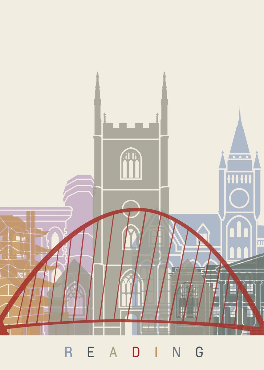 'Reading skyline poster' Poster by Cristina Romero | Displate