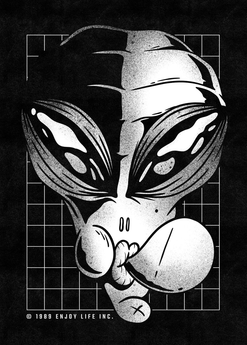 'Alien gum' Poster, picture, metal print, paint by Bruno Pires | Displate