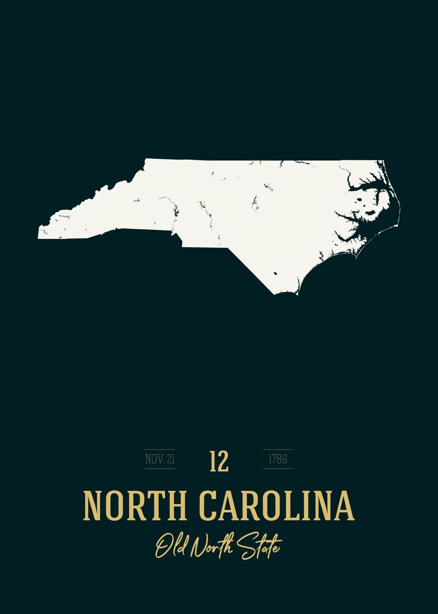 'North Carolina State Map' Poster, picture, metal print, paint by ...