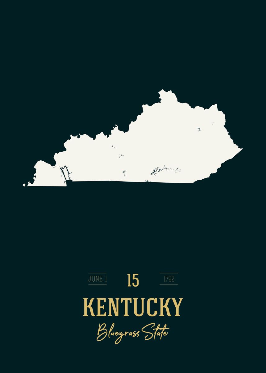 'Kentucky State Map USA' Poster, picture, metal print, paint by ...