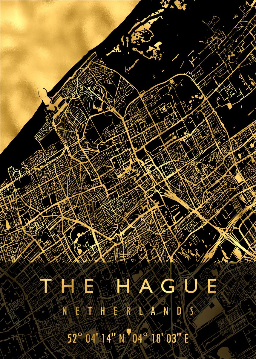 'THE HAGUE MAP NETHERLANDS' Poster, picture, metal print, paint by ...