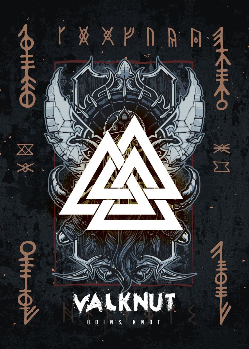 'Valknut' Poster, picture, metal print, paint by ikaruna | Displate