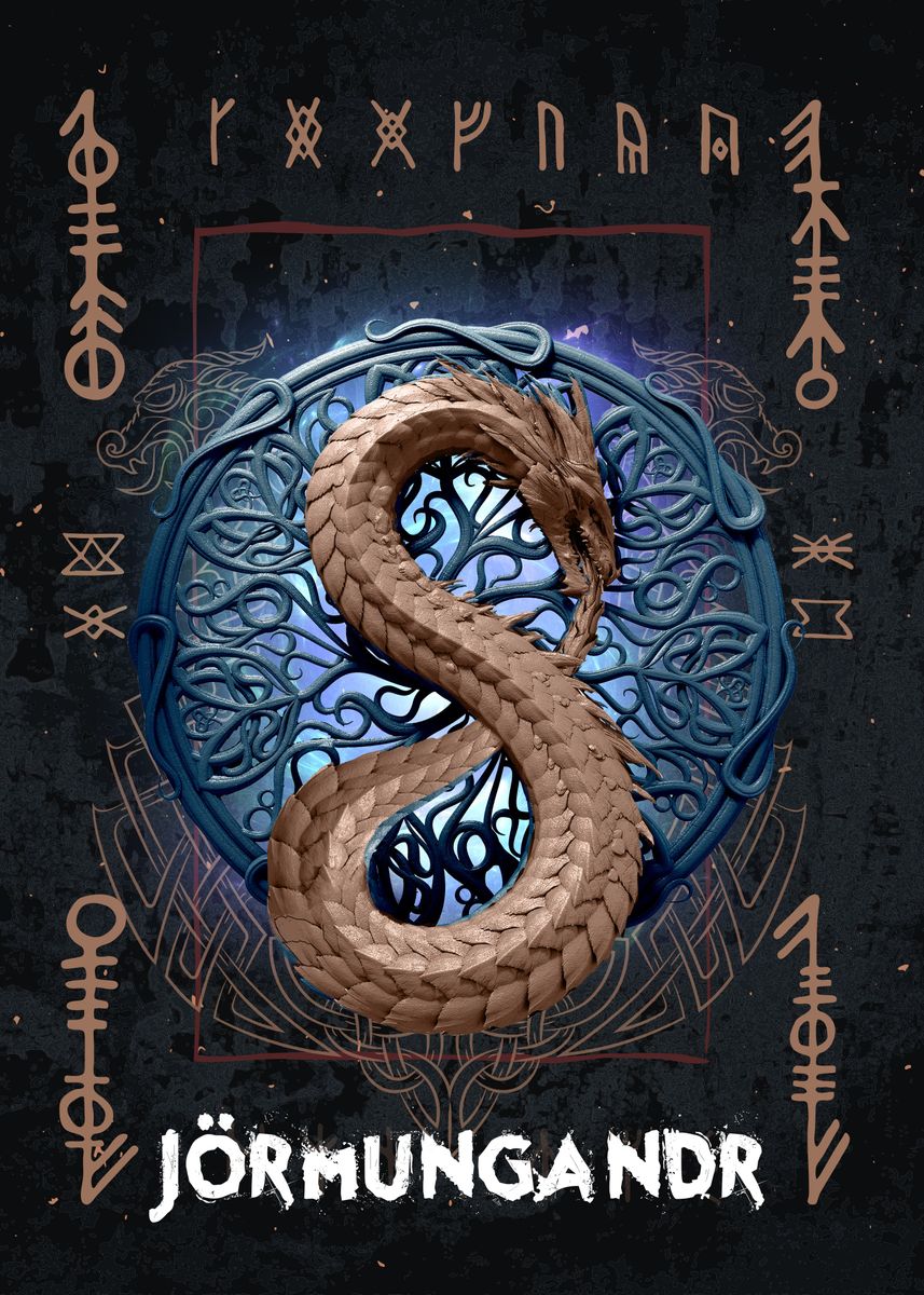 'Jormungand' Poster, picture, metal print, paint by ikaruna | Displate