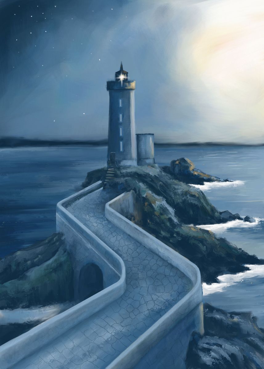 'The Blue Lighthouse' Poster, picture, metal print, paint by Lara P ...