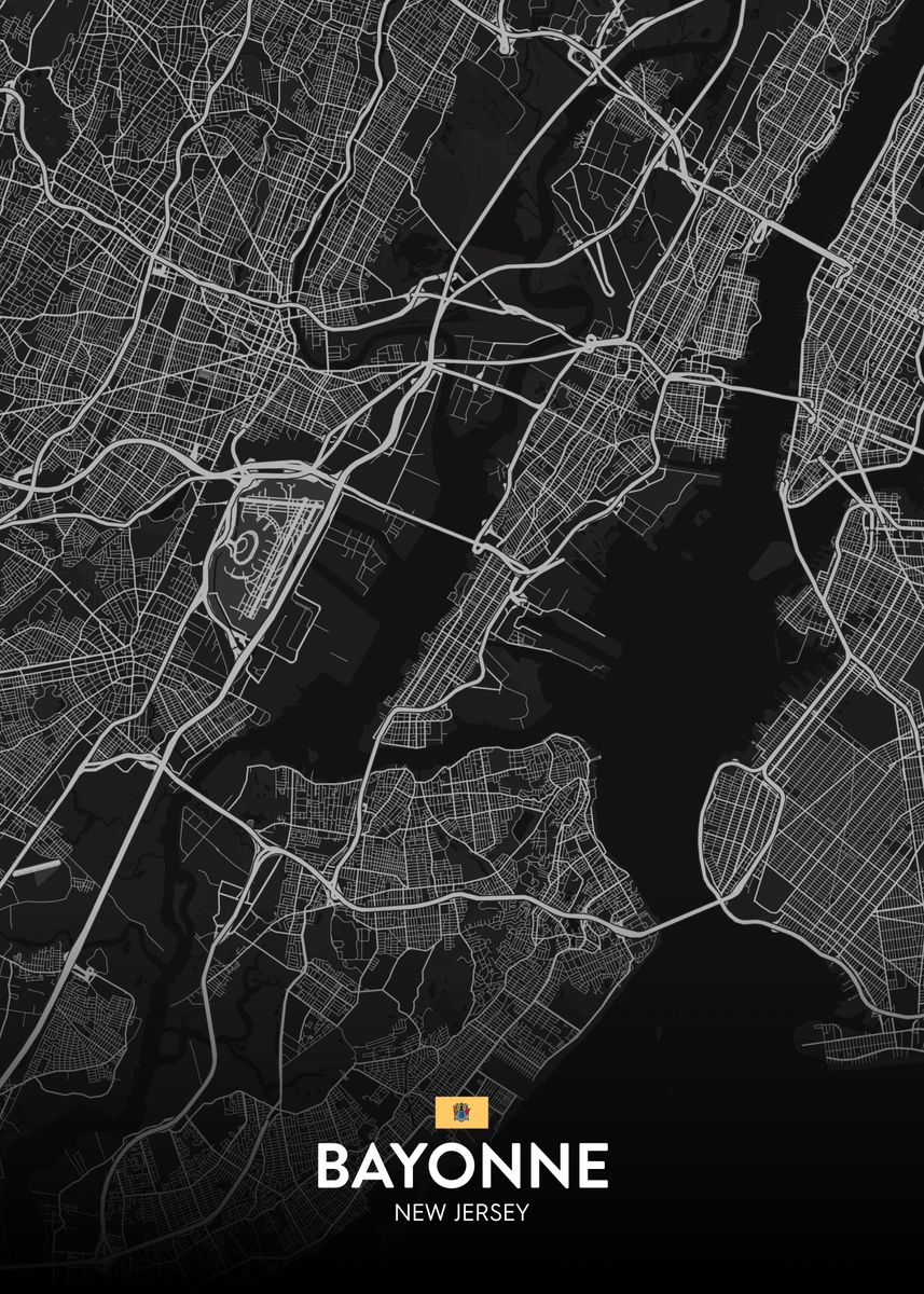 'Bayonne NJ' Poster, picture, metal print, paint by IMR Designs | Displate