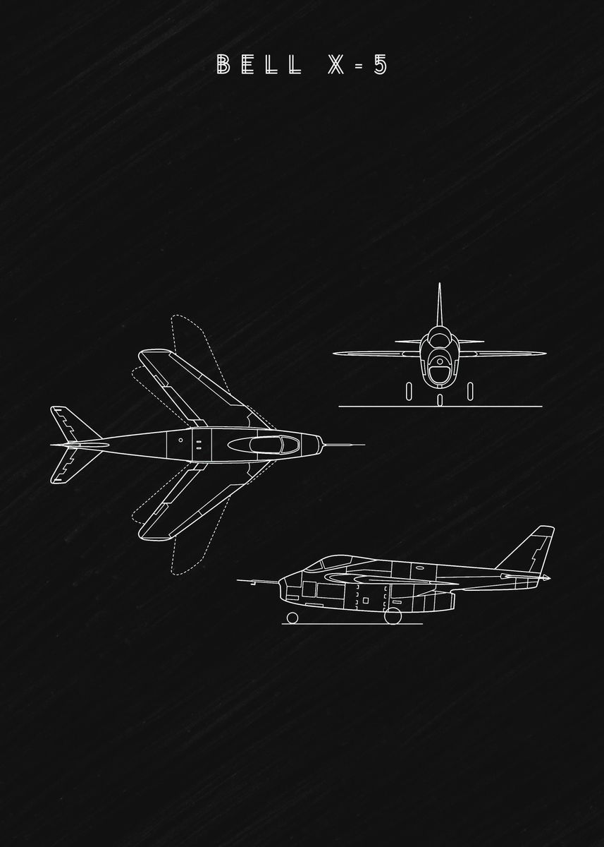 'Bell X 5 Blueprint' Poster, picture, metal print, paint by Zero Nine ...