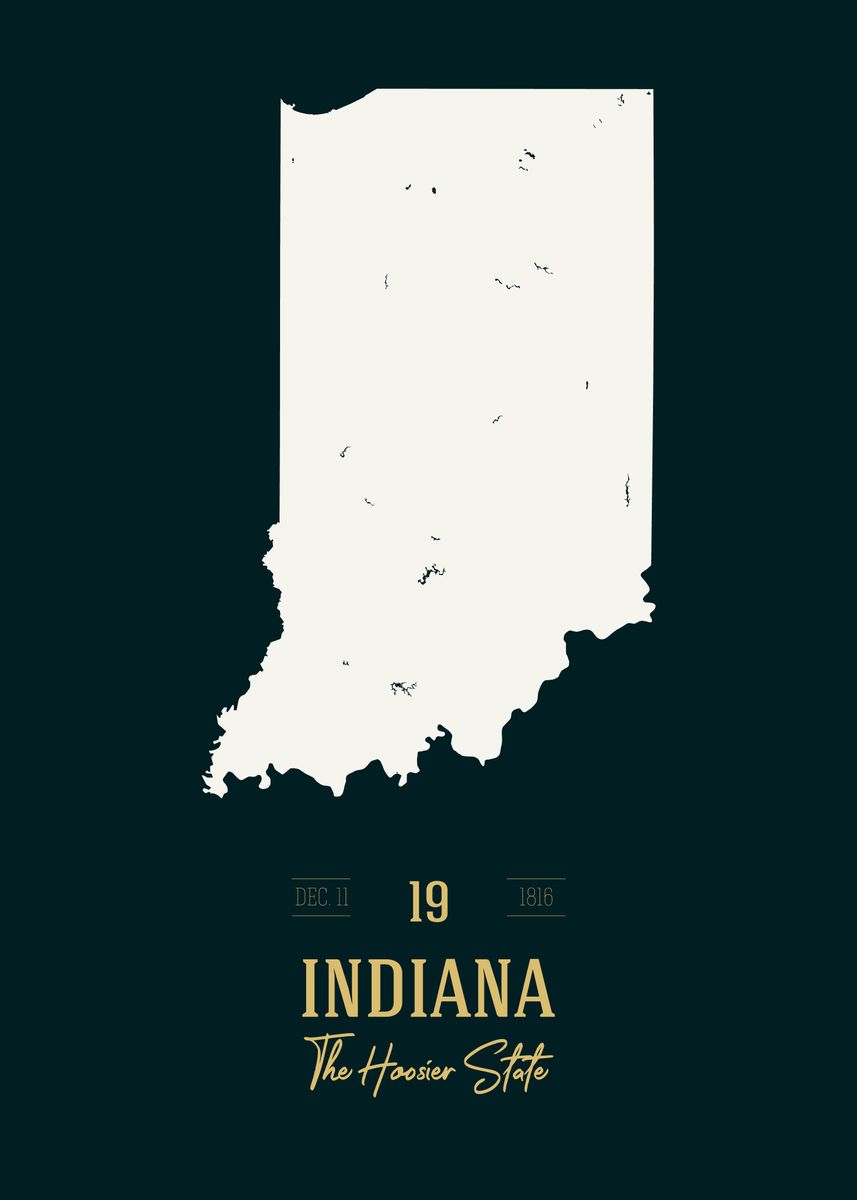 'Indiana State Map USA' Poster by dkDesign | Displate