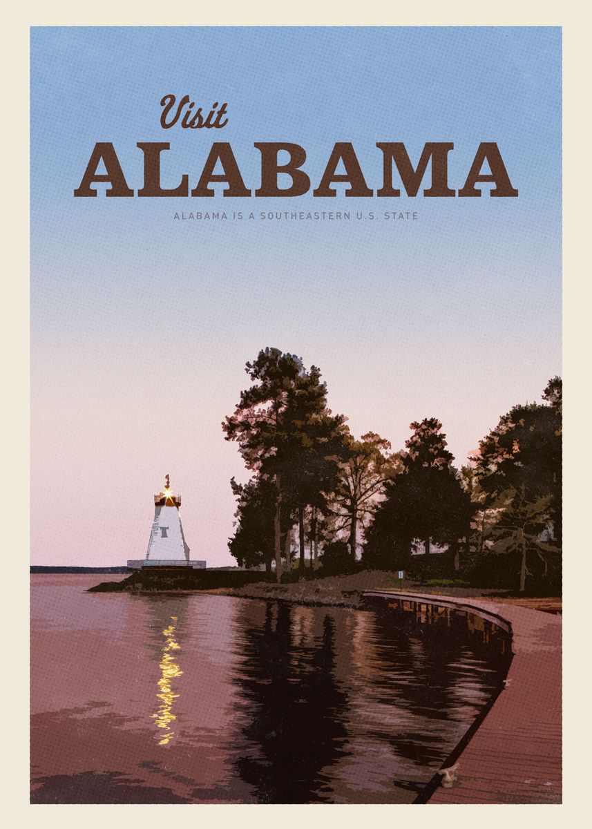 'Visit Alabama' Poster, picture, metal print, paint by Mercury Club ...