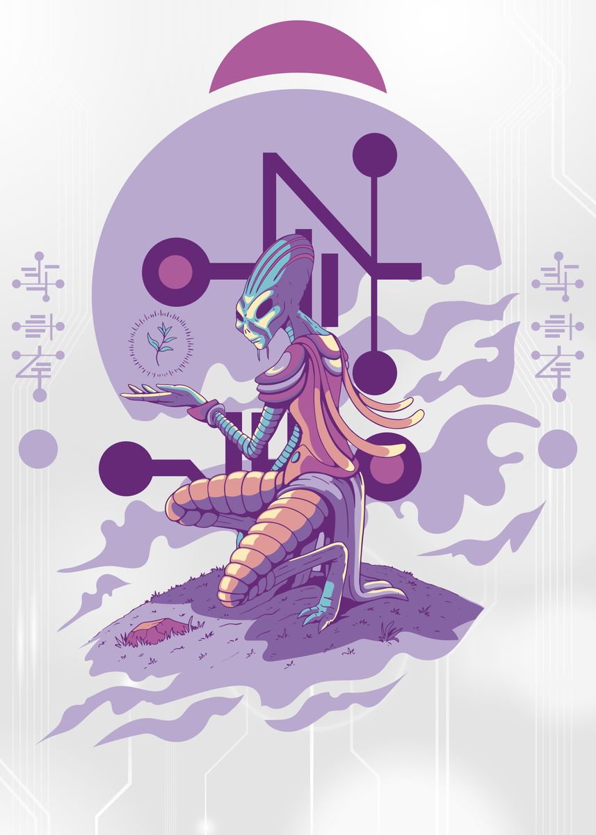 'Space Alien Druid Creature' Poster, picture, metal print, paint by ...