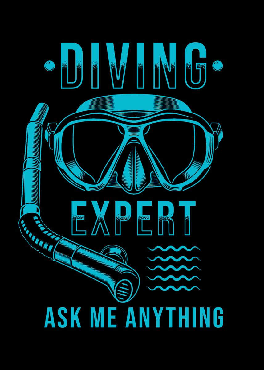 'Diver Diving Gift' Poster, picture, metal print, paint by schmugo ...