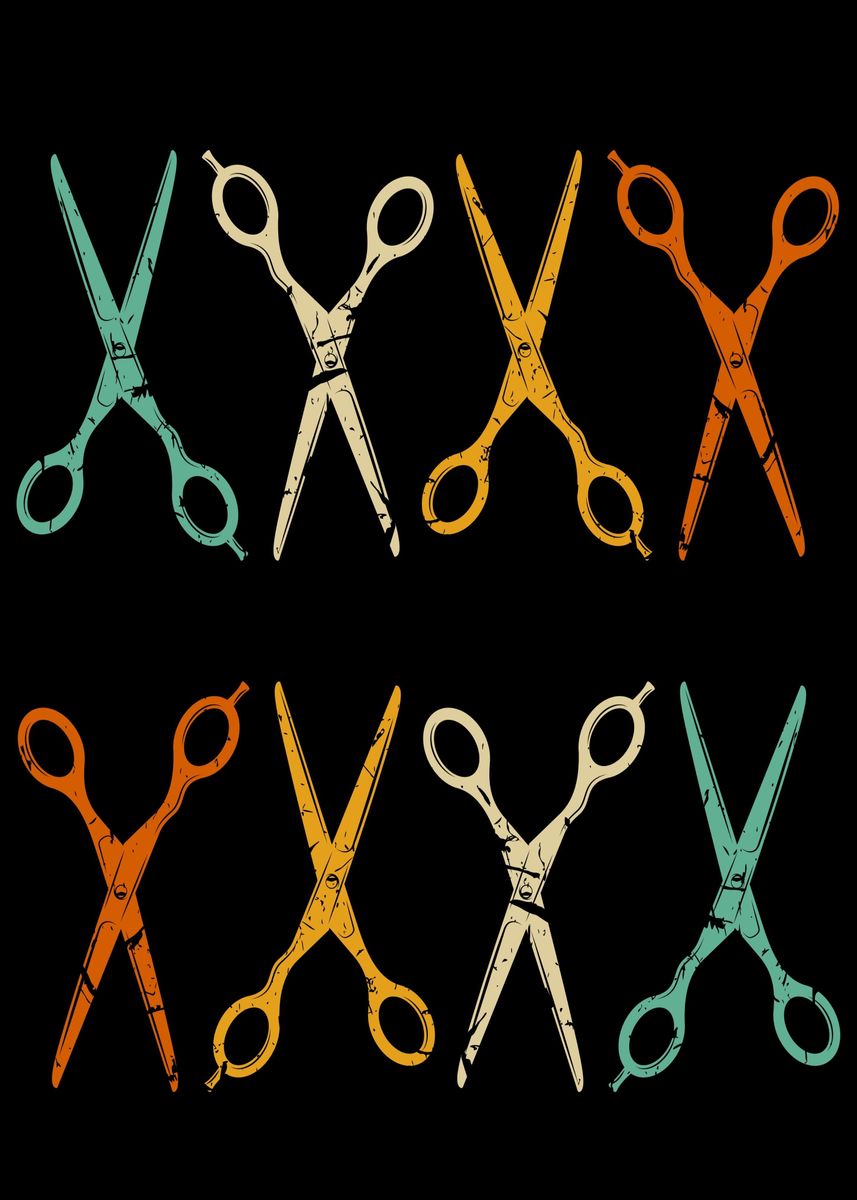 'Vintage Friseurin Scheren' Poster, picture, metal print, paint by ...