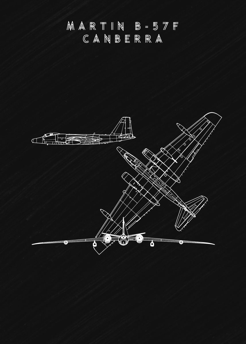 'B57F Canberra Blueprint' Poster, picture, metal print, paint by Zero ...