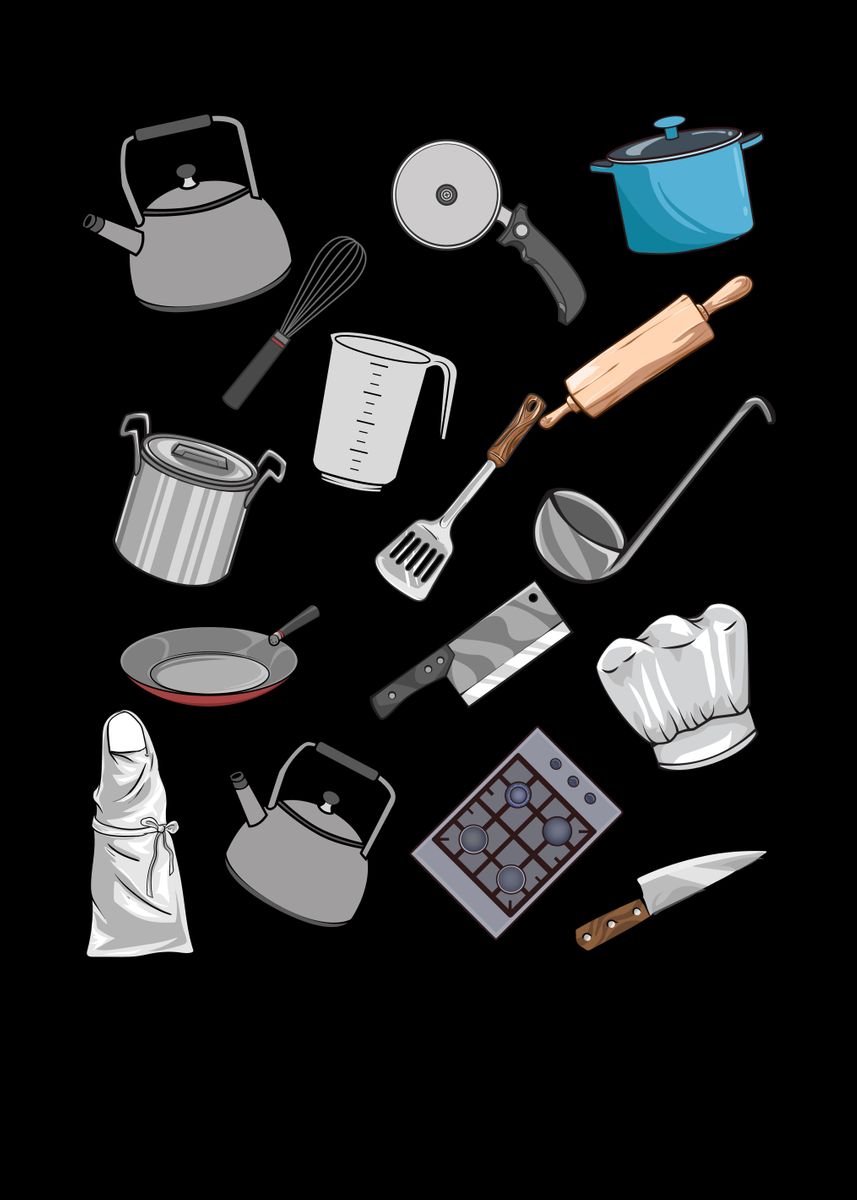 'Chef Culinary Utensil Tool' Poster, picture, metal print, paint by ...