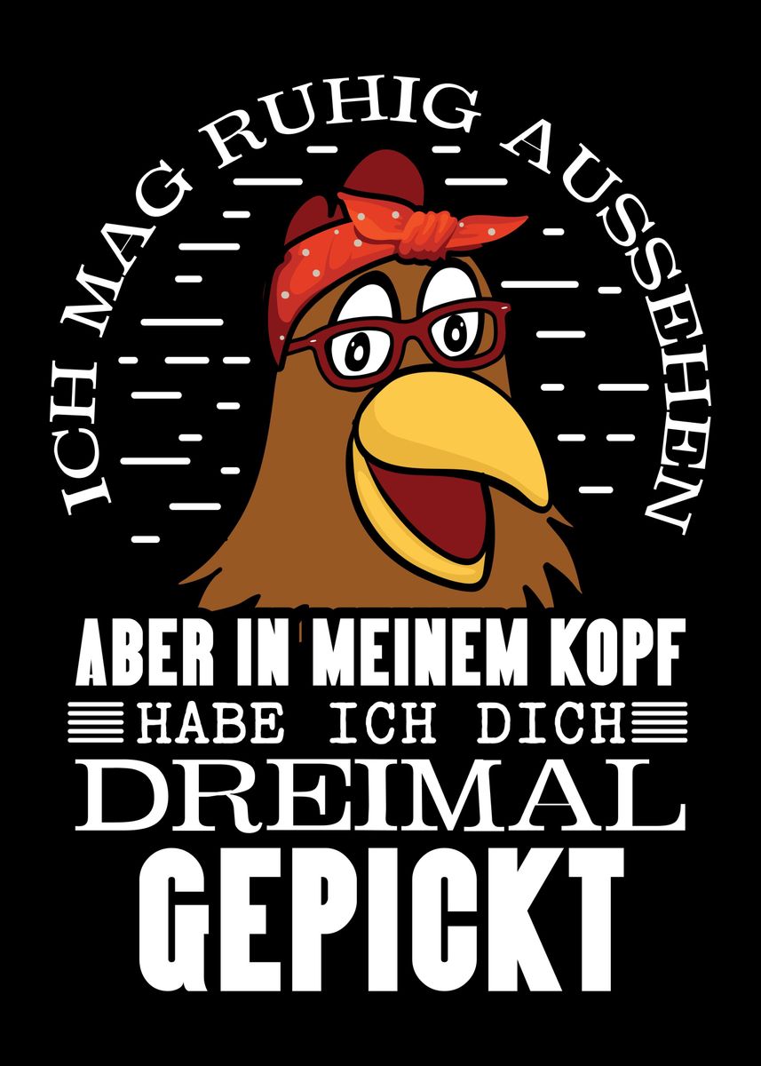 'Chicken Hen German' Poster, picture, metal print, paint by Sebastian ...