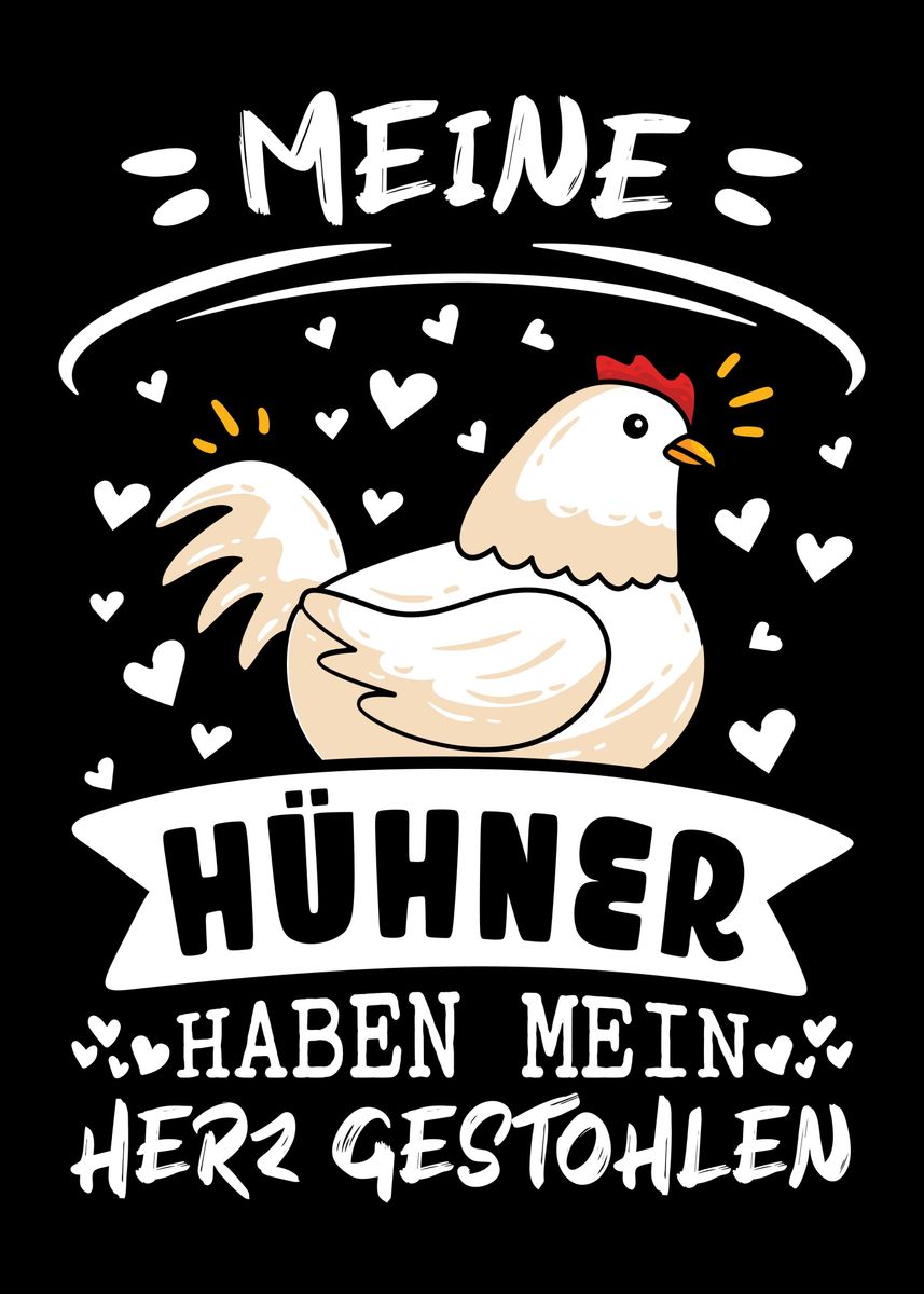 'Chicken Hen German' Poster, picture, metal print, paint by Sebastian ...