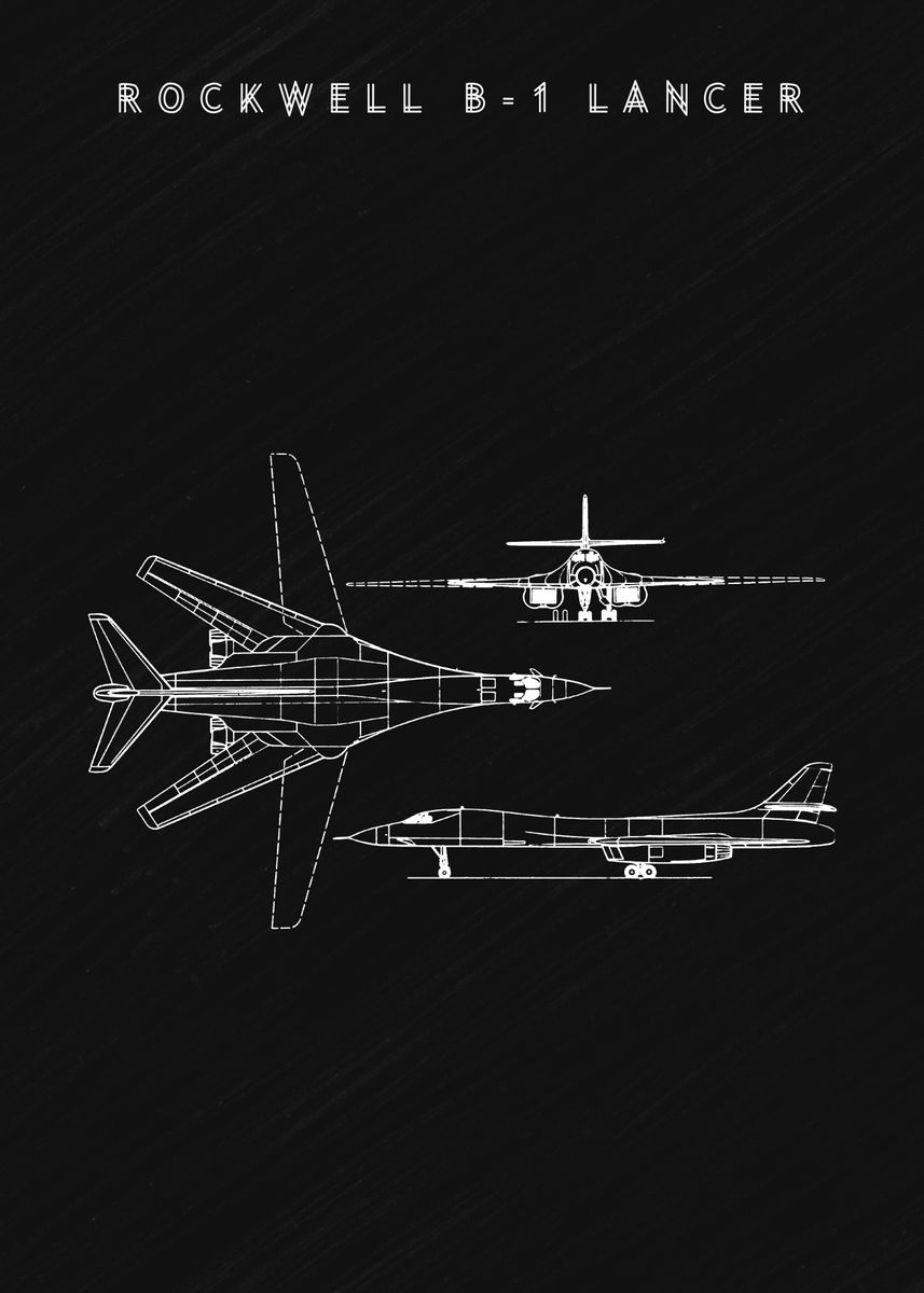 'B 1 Lancer Blueprint' Poster, picture, metal print, paint by Zero Nine ...