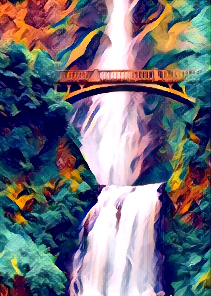 'Heavenly Waterfall' Poster by Rozi Art | Displate