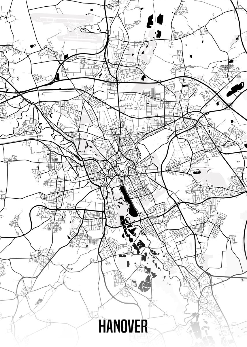 'Hanover white map' Poster by Stefano Lunghi | Displate