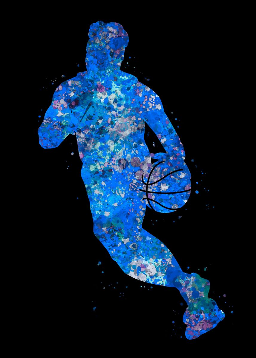 'Basketball Blue' Poster, picture, metal print, paint by Yahya Art ...