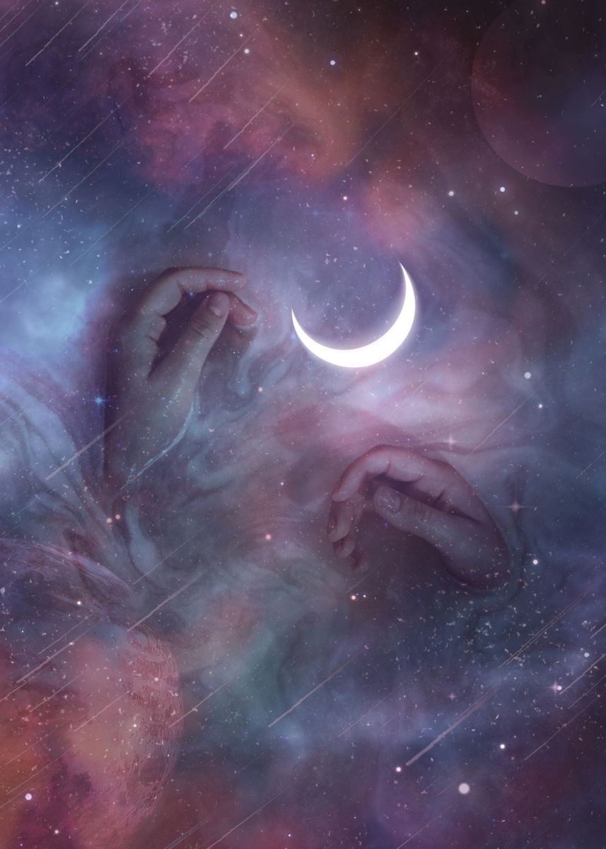 'Hands in Space' Poster, picture, metal print, paint by Crearjun | Displate