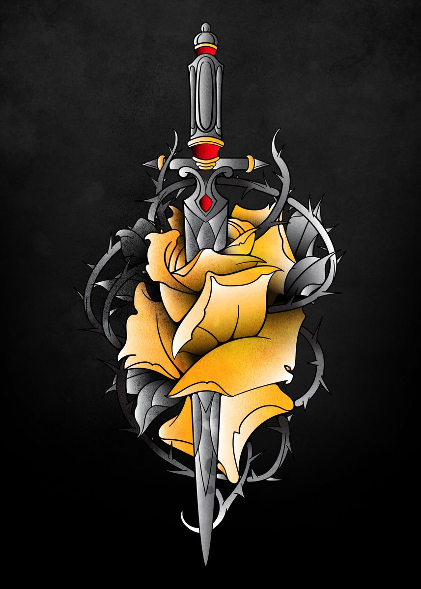 'rose yellow dagger' Poster by almost seven | Displate
