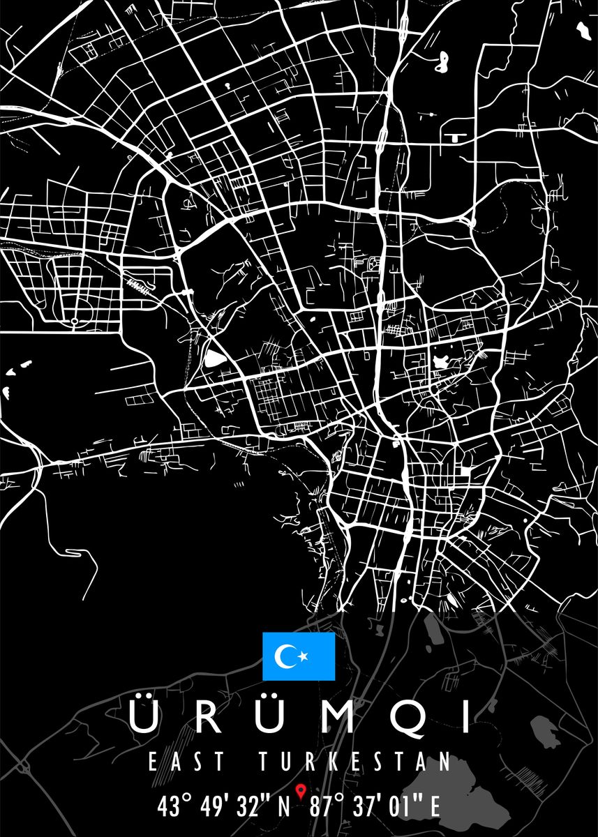'URUMQI MAP EAST TURKESTAN' Poster by Artistic Paradigms | Displate